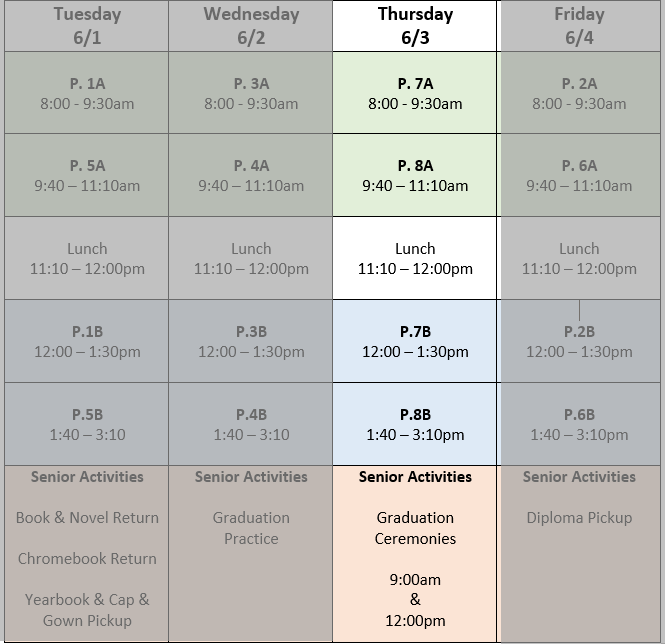 Spring Finals Schedule | IUSD.org